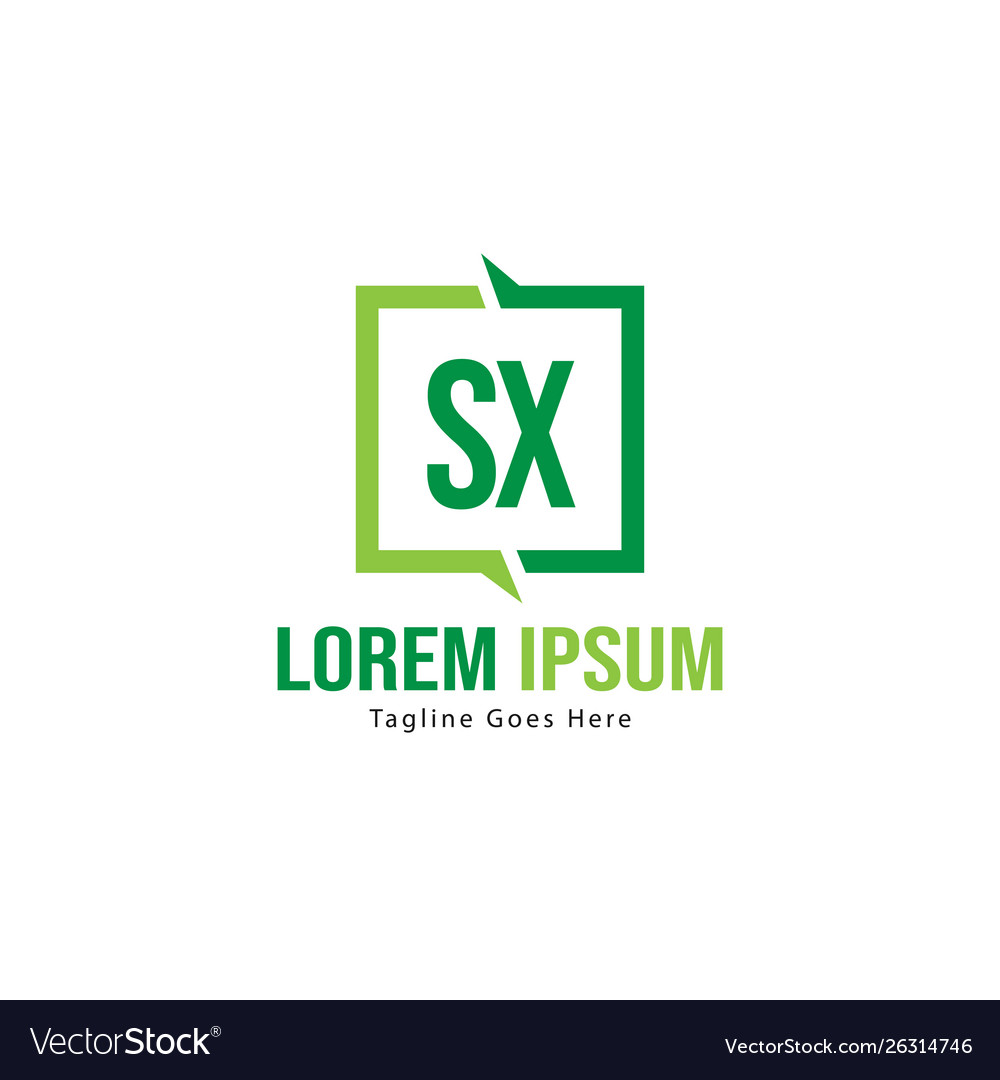 Initial sx logo template with modern frame Vector Image