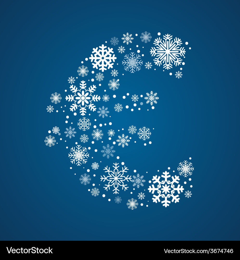 Letter font frosty snowflakes Royalty Free Vector Image