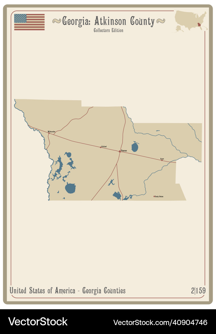 Map of atkinson county in georgia Royalty Free Vector Image