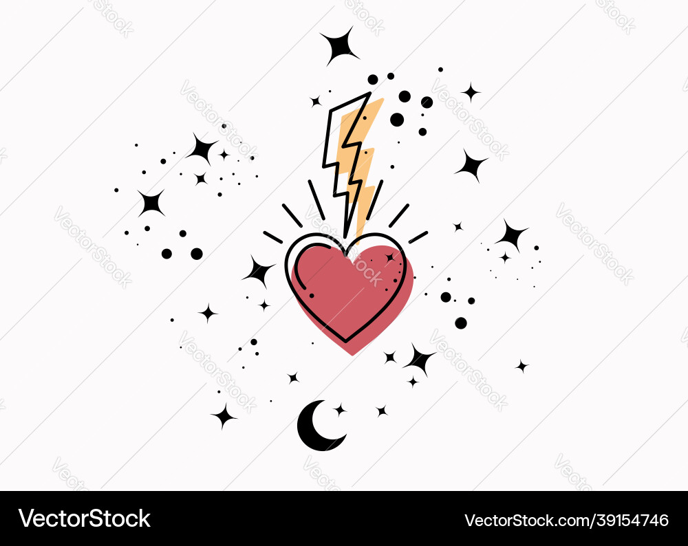 Mystical sacred heart symbol esoteric magic space Vector Image