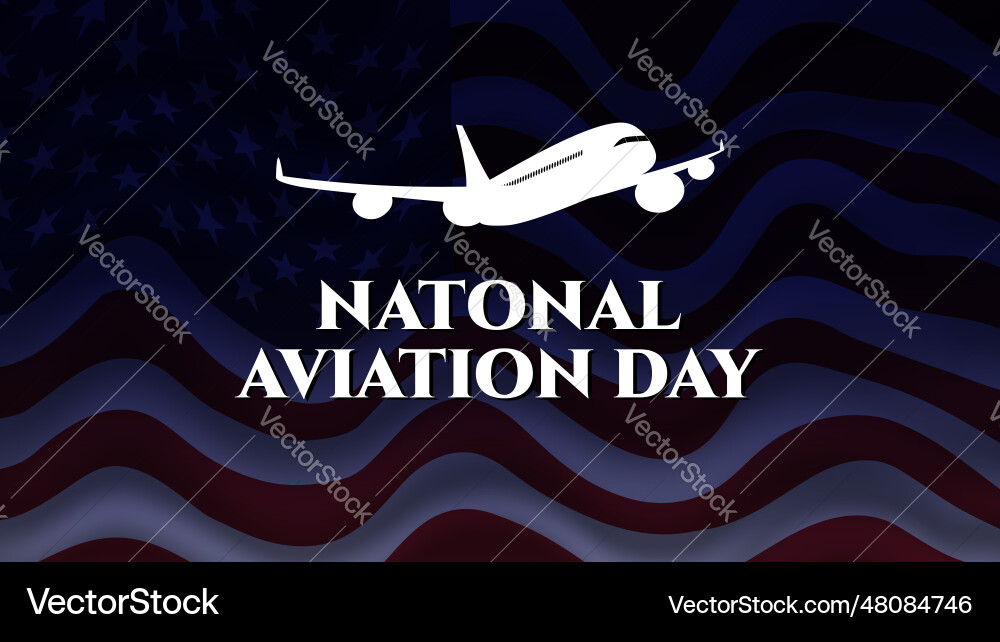 National aviation day design with flaying plane Vector Image
