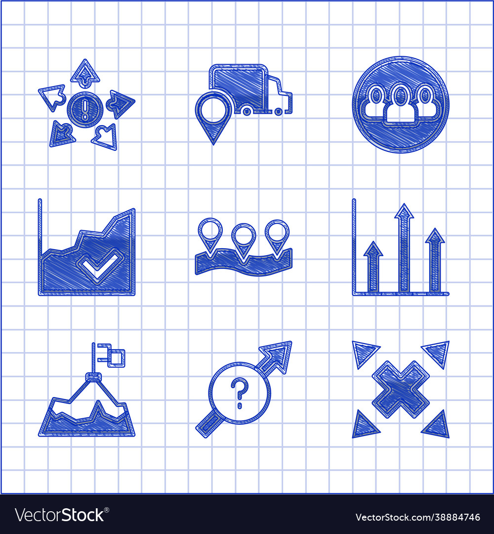 Set location arrow many ways directional arrow Vector Image