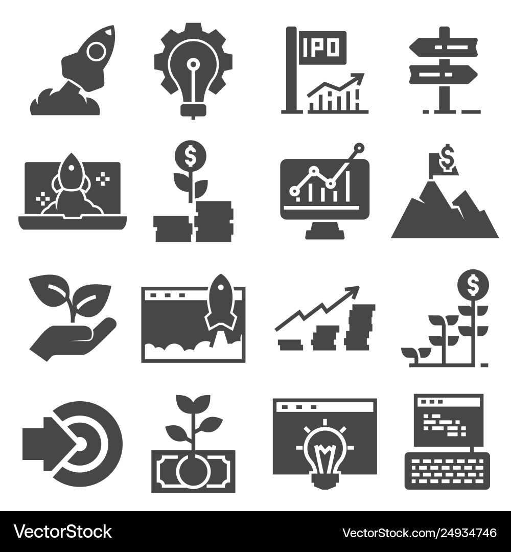 Start up business icon set isolated on white Vector Image
