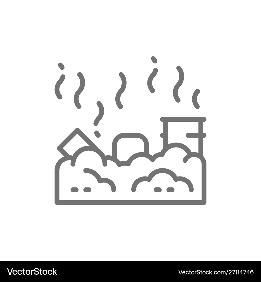 Waste landfill air pollution line icon Royalty Free Vector