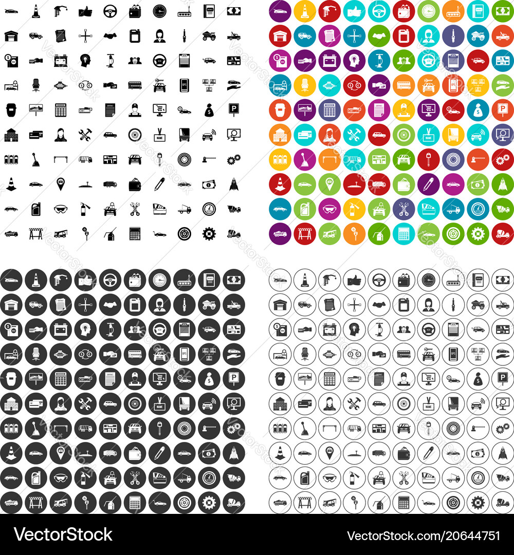 100 car company icons set variant Royalty Free Vector Image