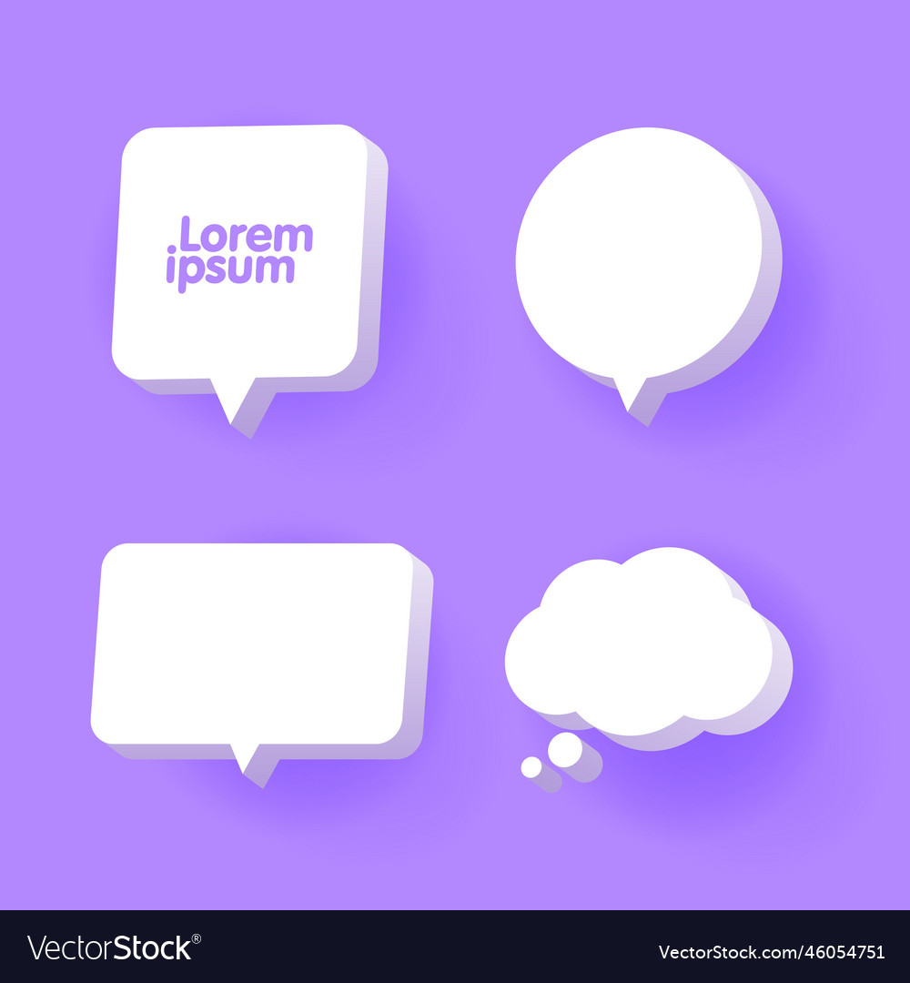 3d purple speech bubble chat icon collection set Vector Image 3d purple speech bubble chat icon collection set Vector Image