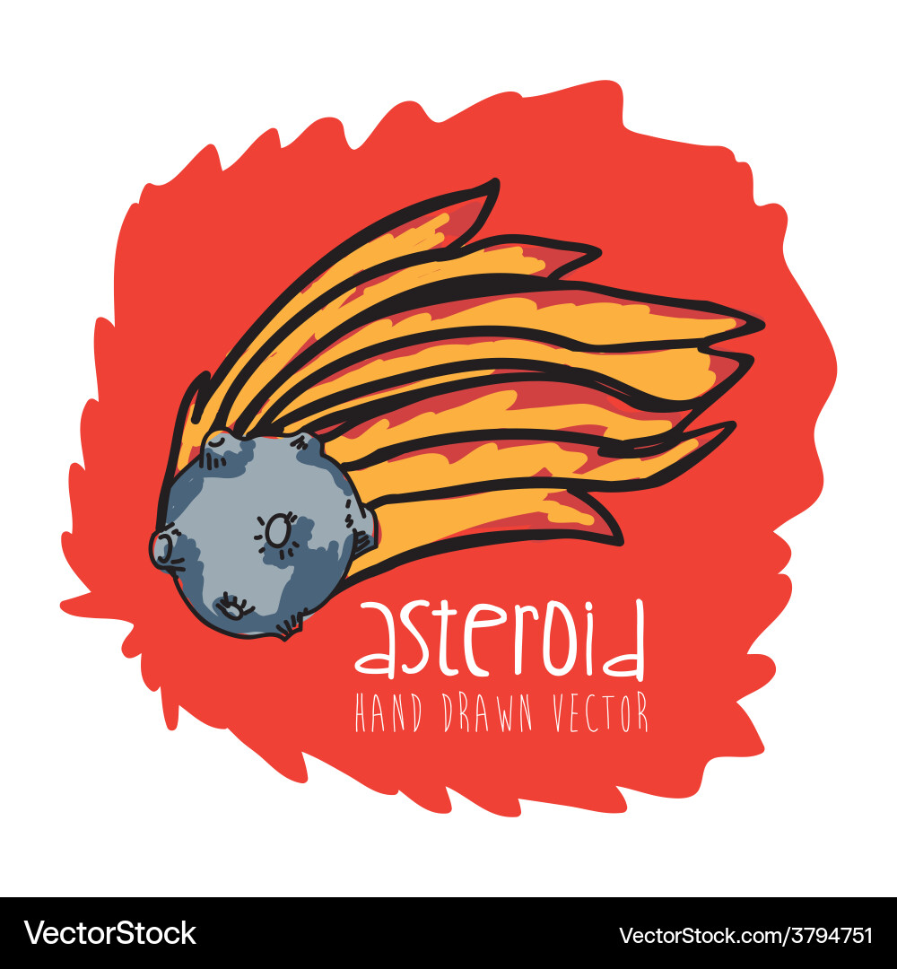 Asteroid drawn Royalty Free Vector Image - VectorStock