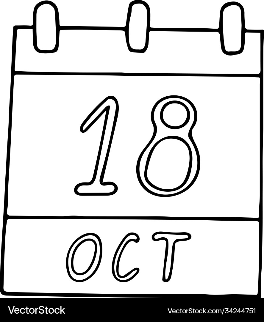Calendar hand drawn in doodle style october Vector Image