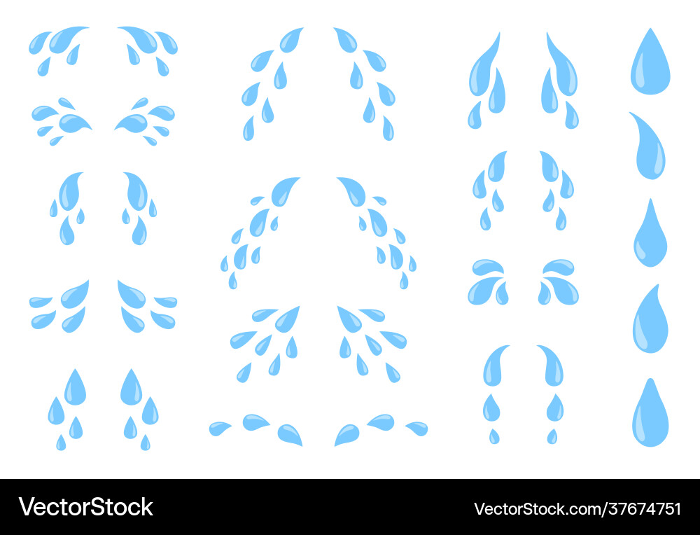 Cartoon tears sweat or crying fluid falling blue Vector Image