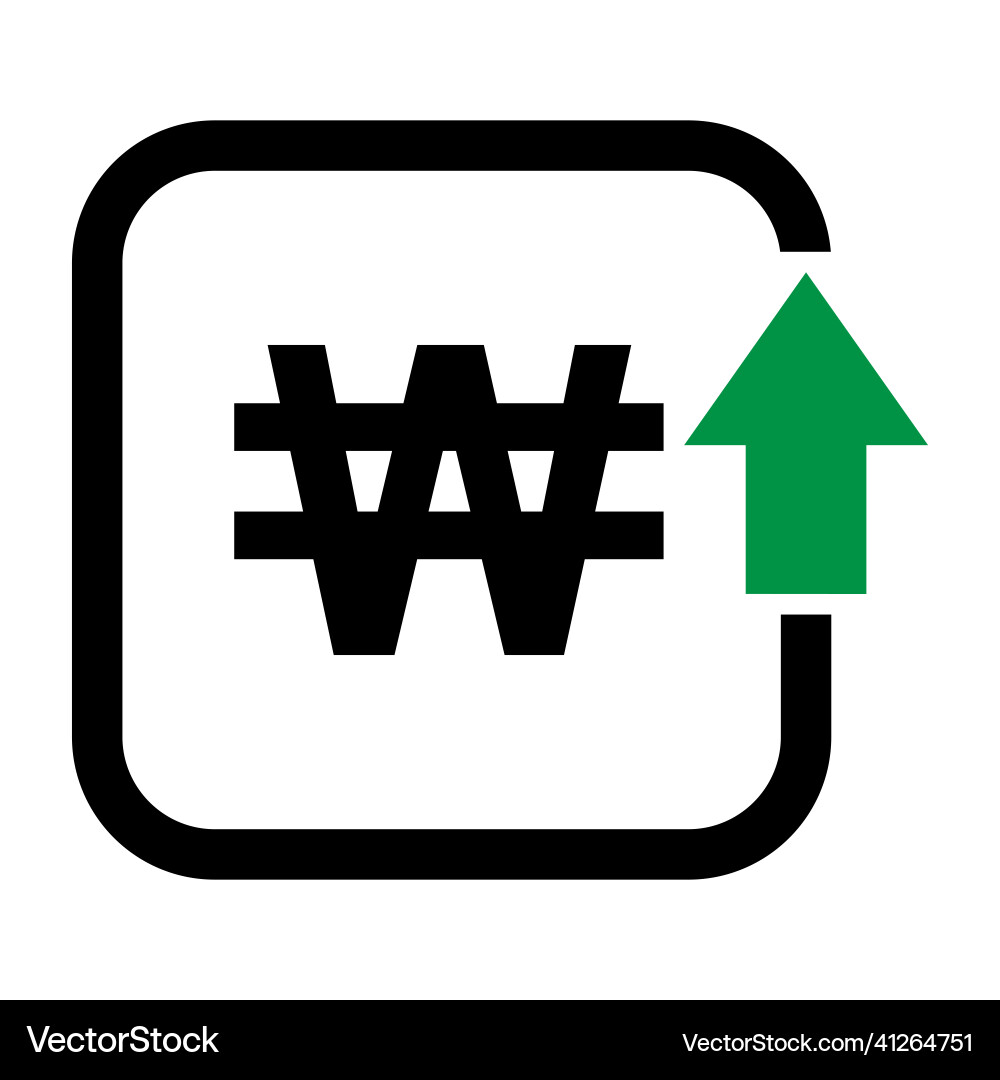 Cost symbol won increase icon income symbol Vector Image