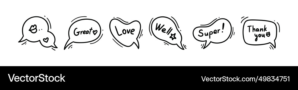 Doodle speech balloon with text cute line manga Vector Image