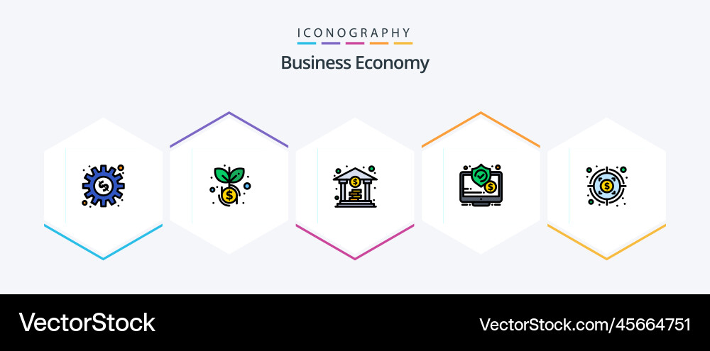Economy 25 filledline icon pack including target Vector Image