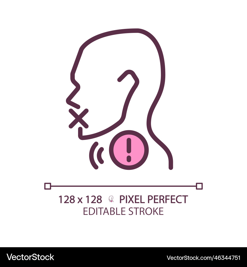 Hoarseness pixel perfect rgb color linear icon Vector Image
