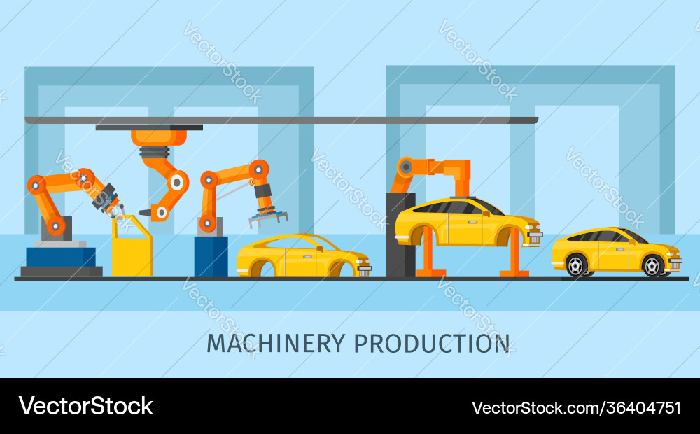Industrial automated machinery manufacturing Vector Image