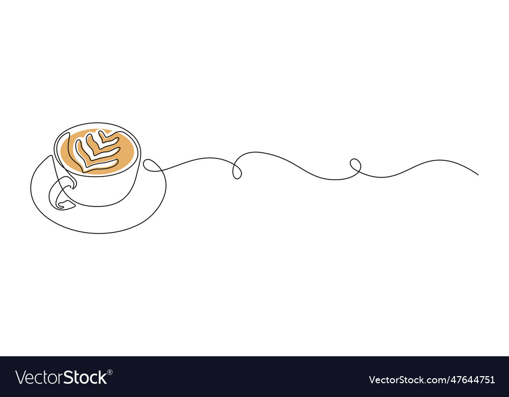 One continuous line drawing of cup coffee Vector Image One continuous line drawing of cup coffee Vector Image