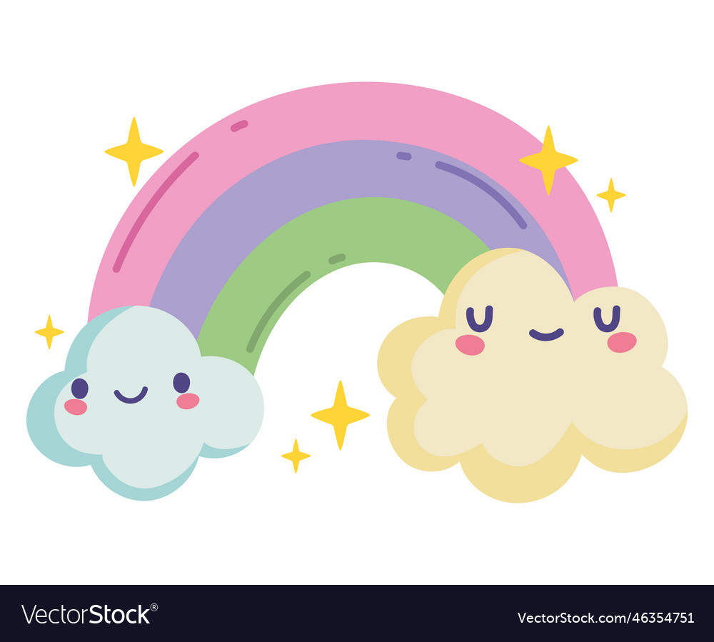 Rainbow clouds spring Royalty Free Vector Image