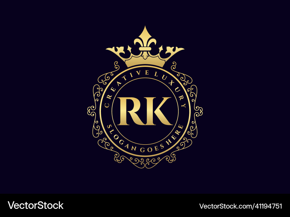 Rk initial letter luxury calligraphic feminine Vector Image