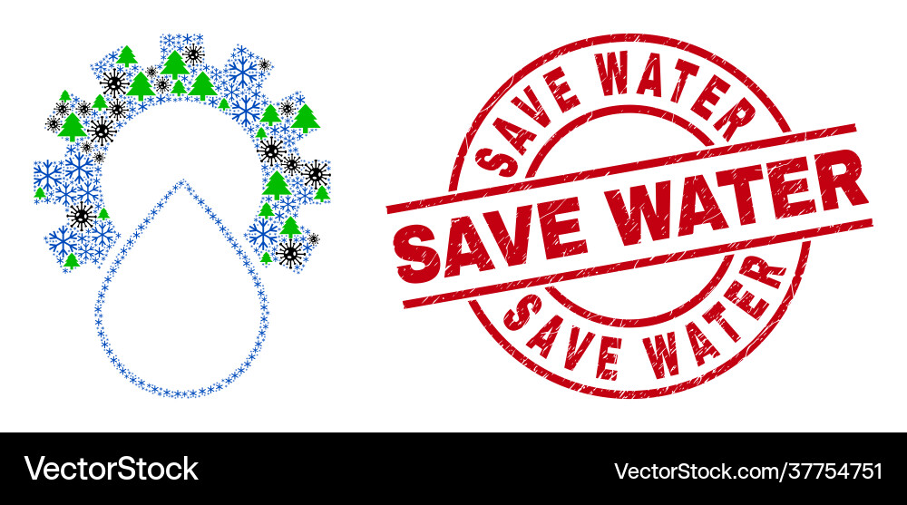 Save water grunge stamp seal and water service Vector Image