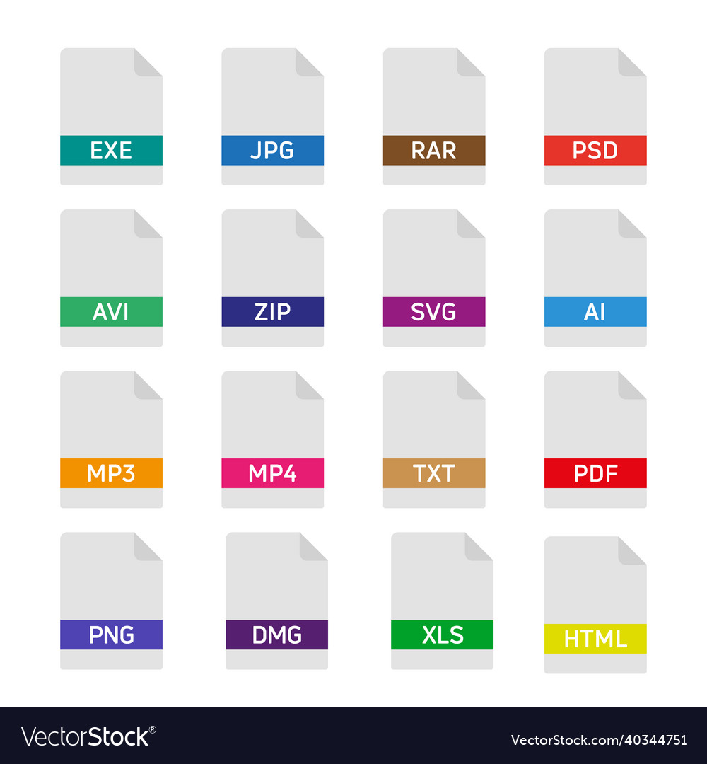 Set of document file formats and labels icons Vector Image