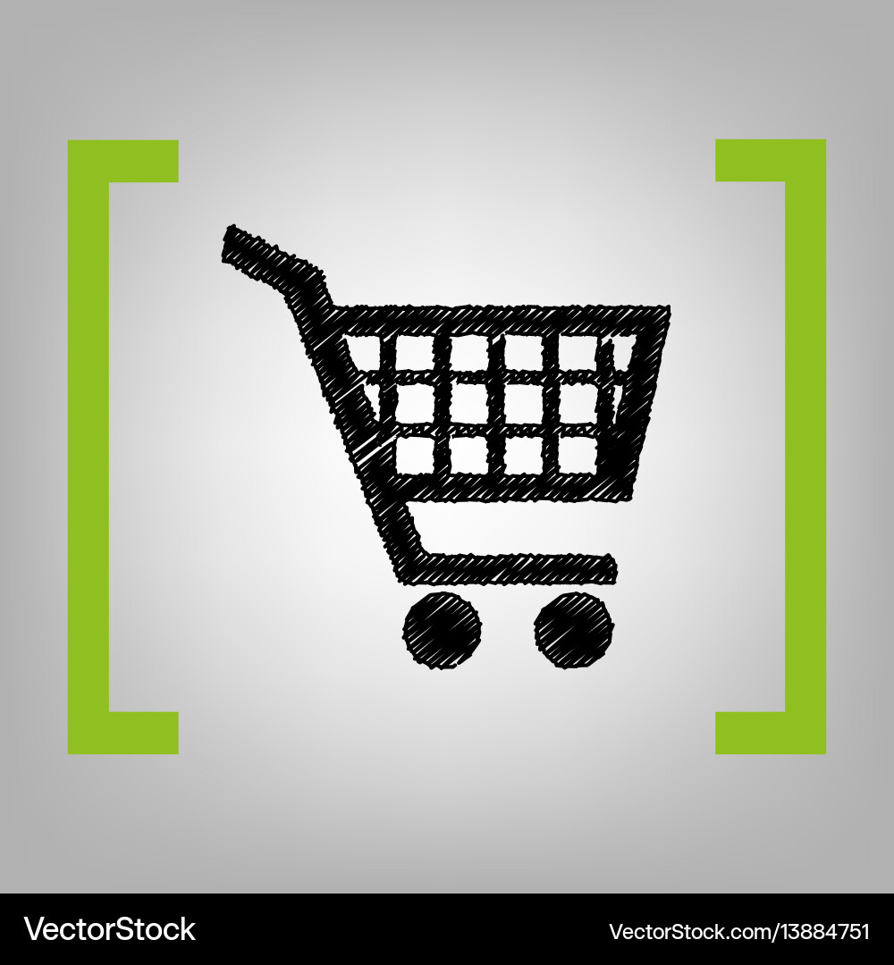 Shopping cart sign black scribble icon Royalty Free Vector