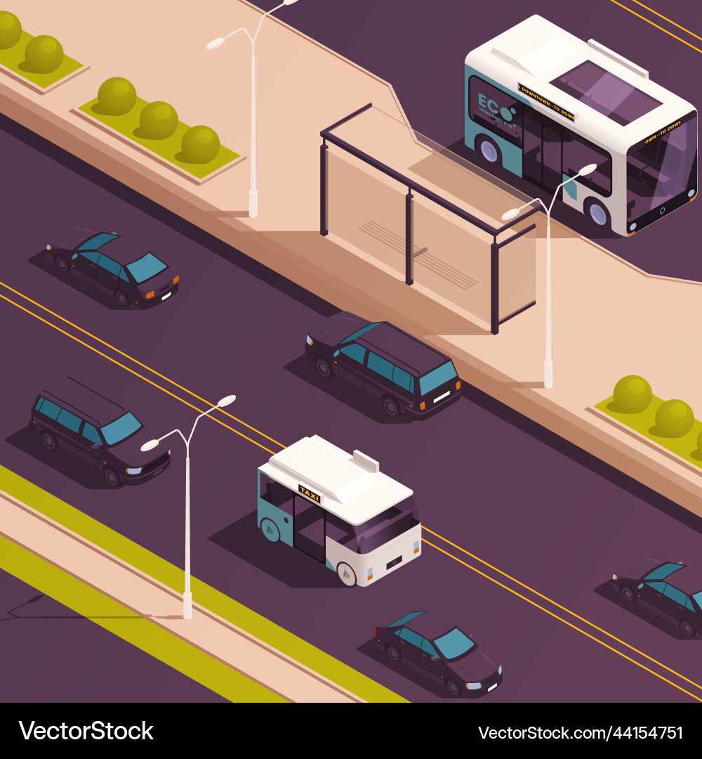 Sustainable public transport isometric Royalty Free Vector