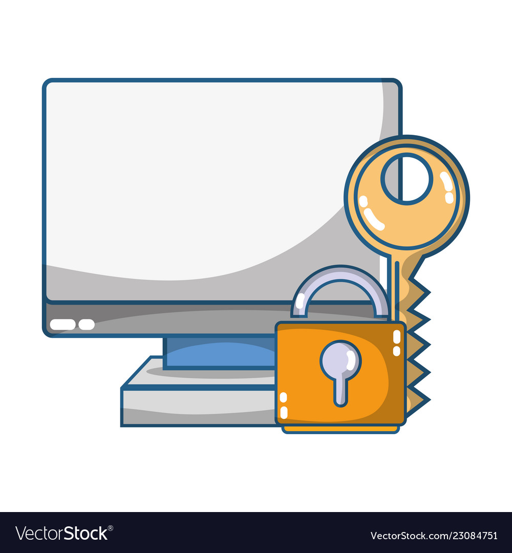 Technology computing security cartoon Royalty Free Vector