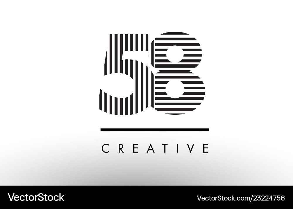 58 black and white lines number logo design Vector Image