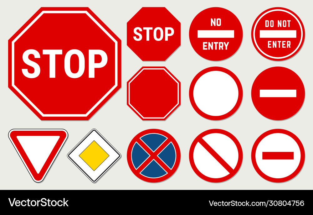 Base road sign set traffic icons Royalty Free Vector Image