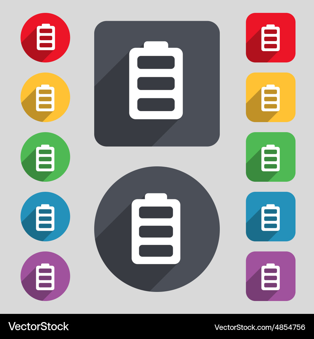 Battery fully charged icon sign a set 12 Vector Image