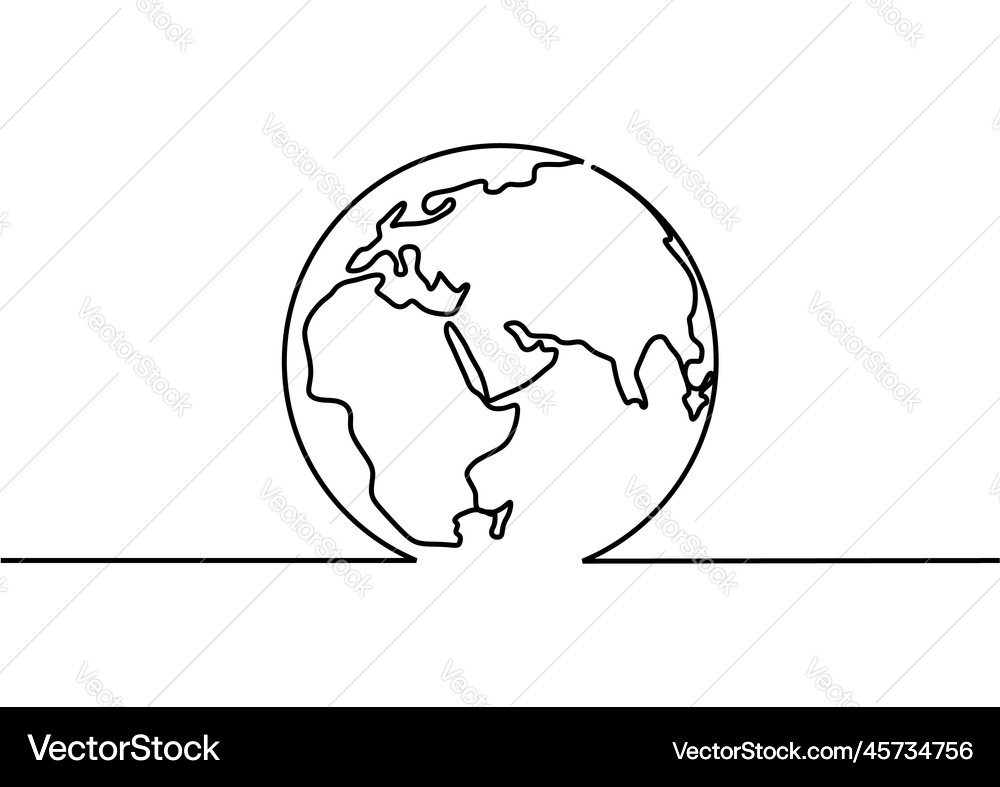 Continuous one line drawing of earth globe Vector Image