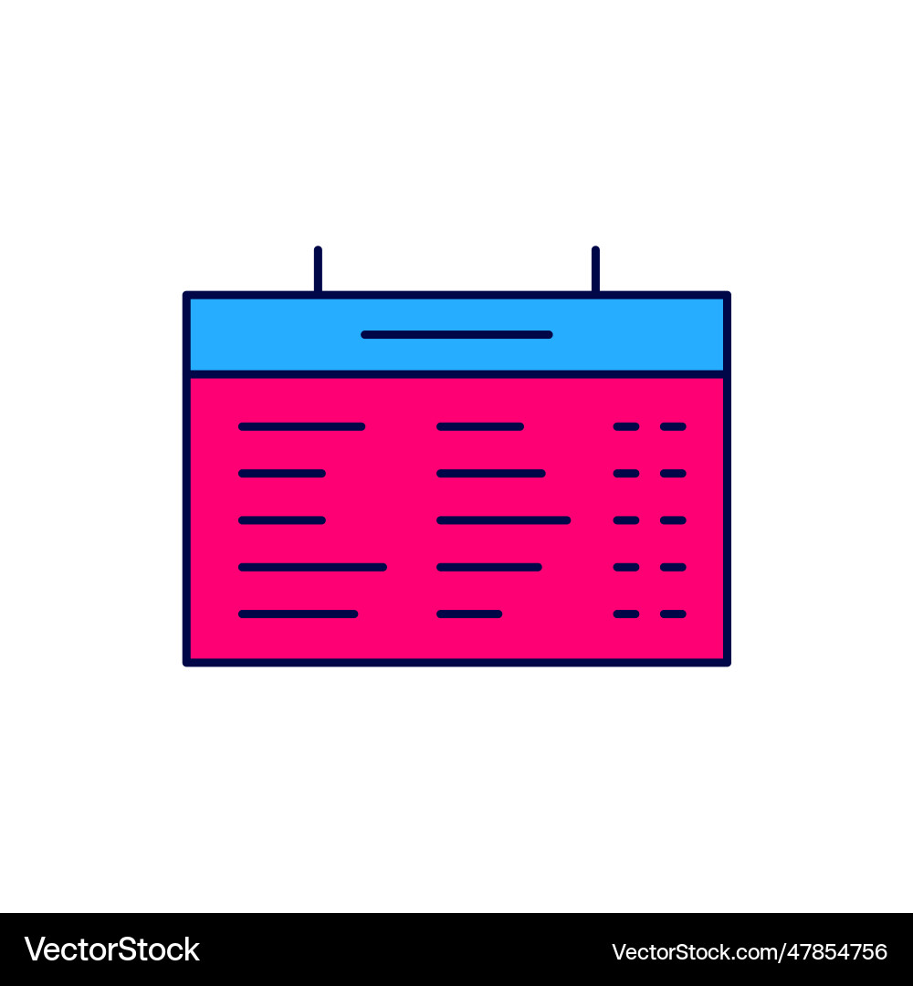 Filled outline train station board icon isolated Vector Image