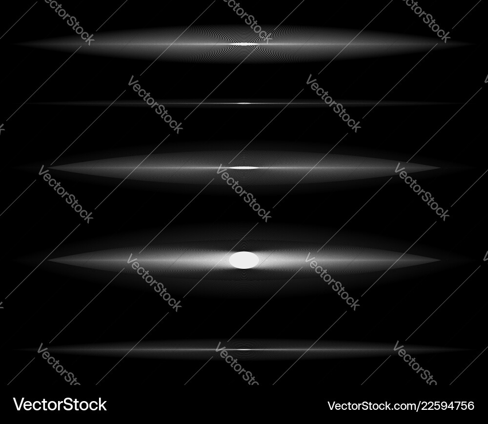 Horizontal light beams fading to transparent Vector Image