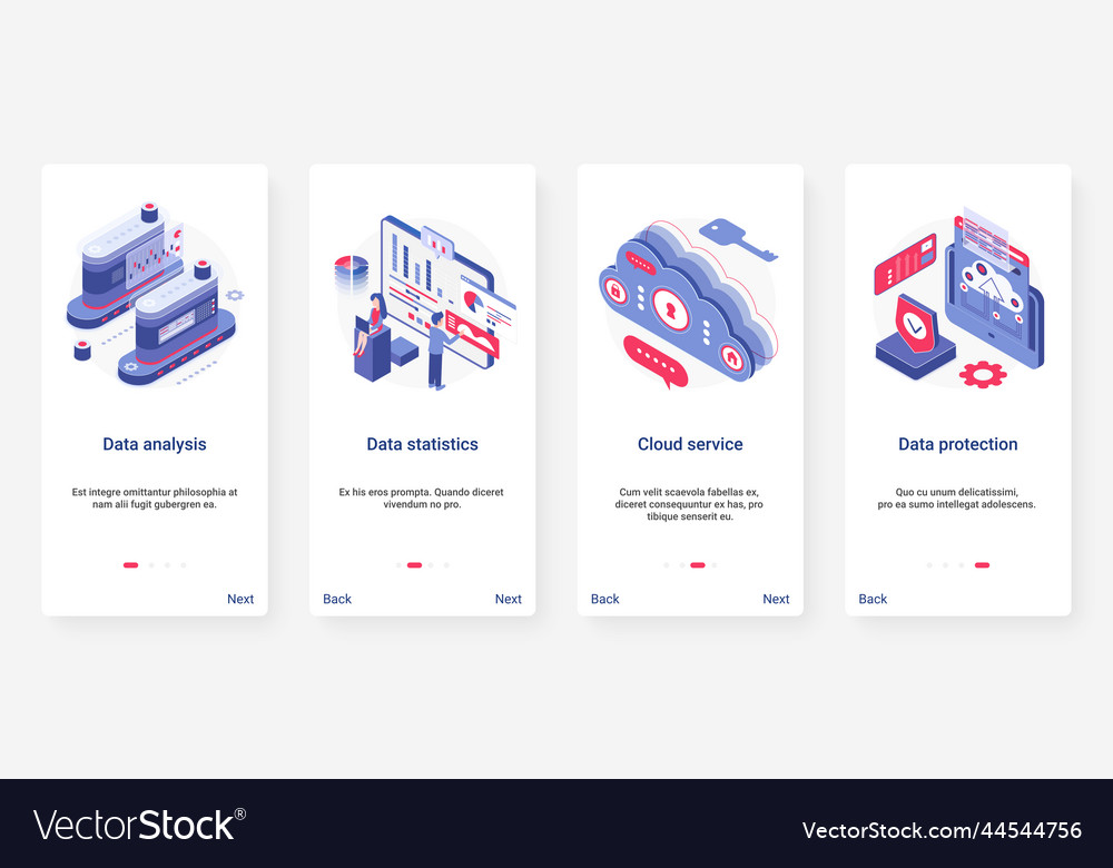 Isometric Data Analysis Storage And Protection Ux Vector Image