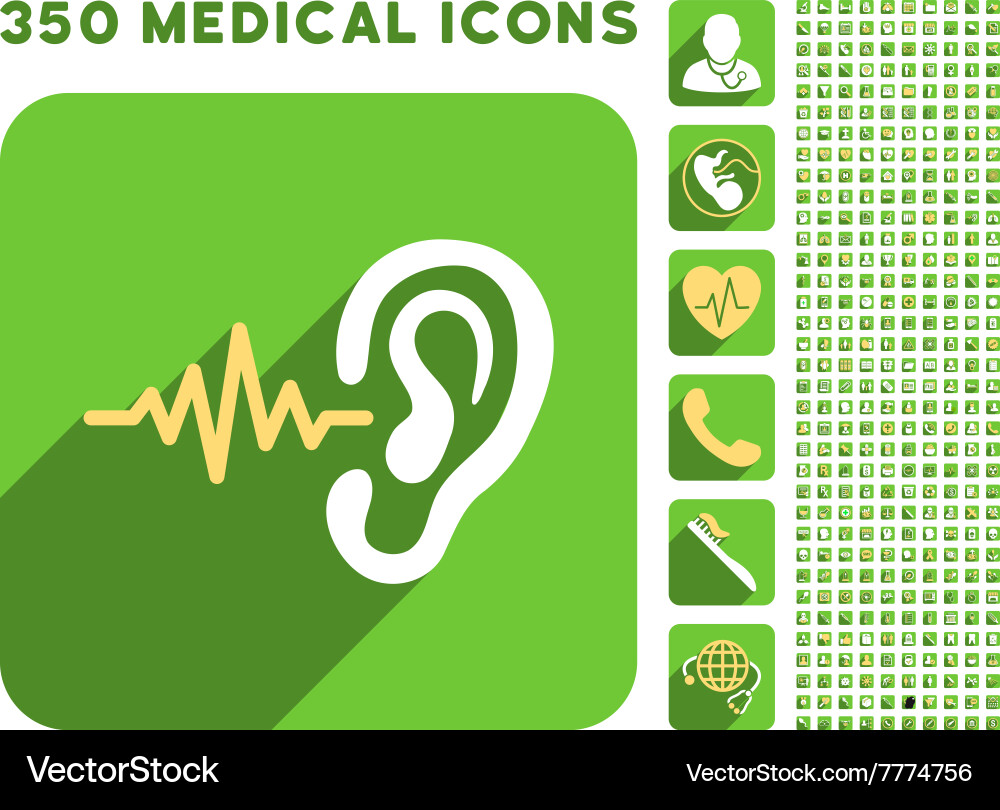 Listen icon and medical longshadow set Royalty Free Vector