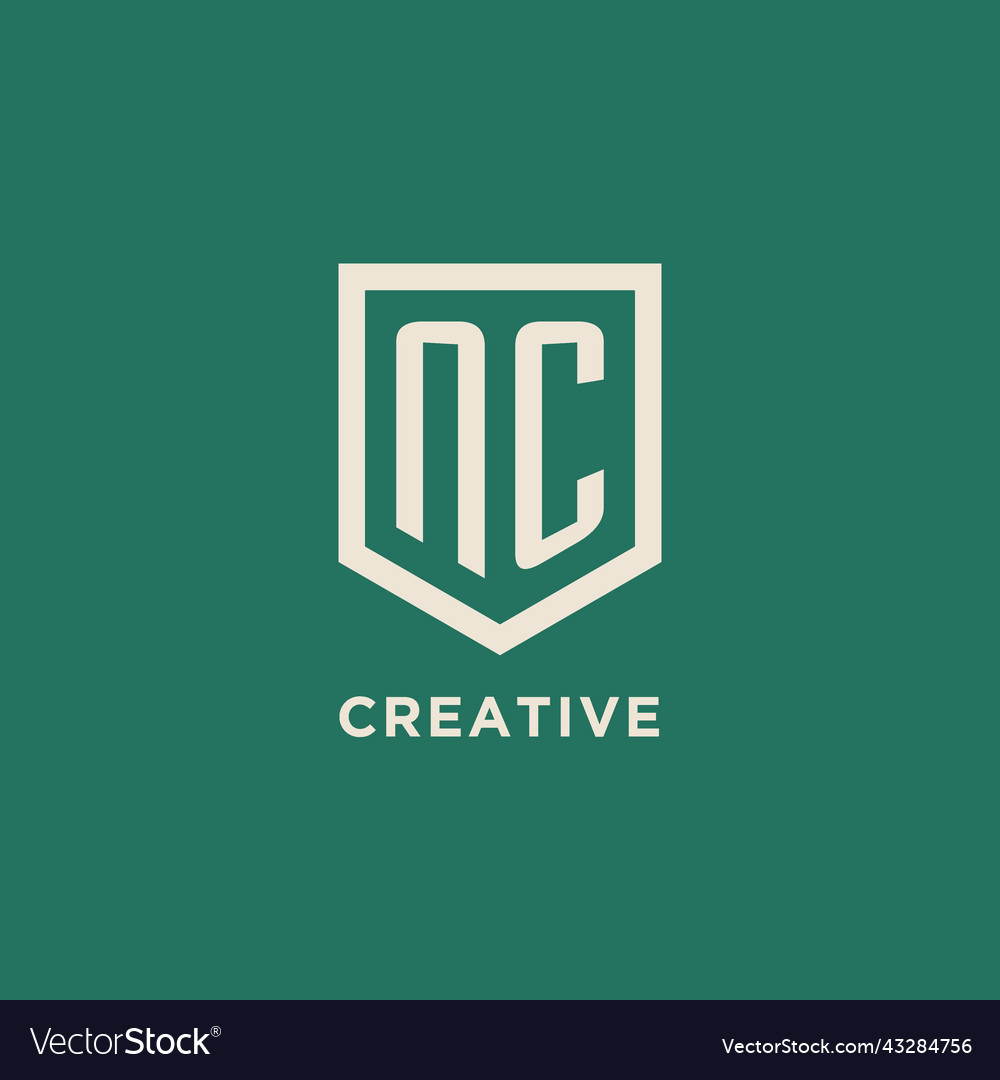 Nc initial logo monogram shield geometric shape Vector Image