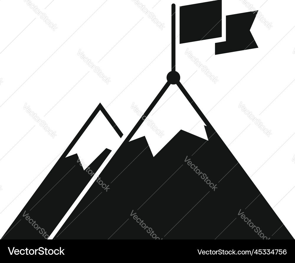 Reach flag on mountain icon simple top Royalty Free Vector