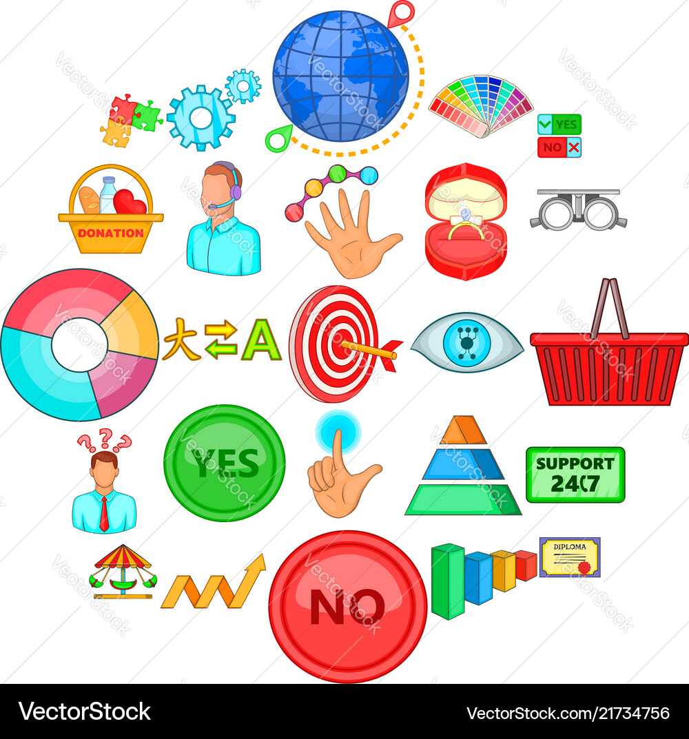 Responsiveness icons set cartoon style Royalty Free Vector