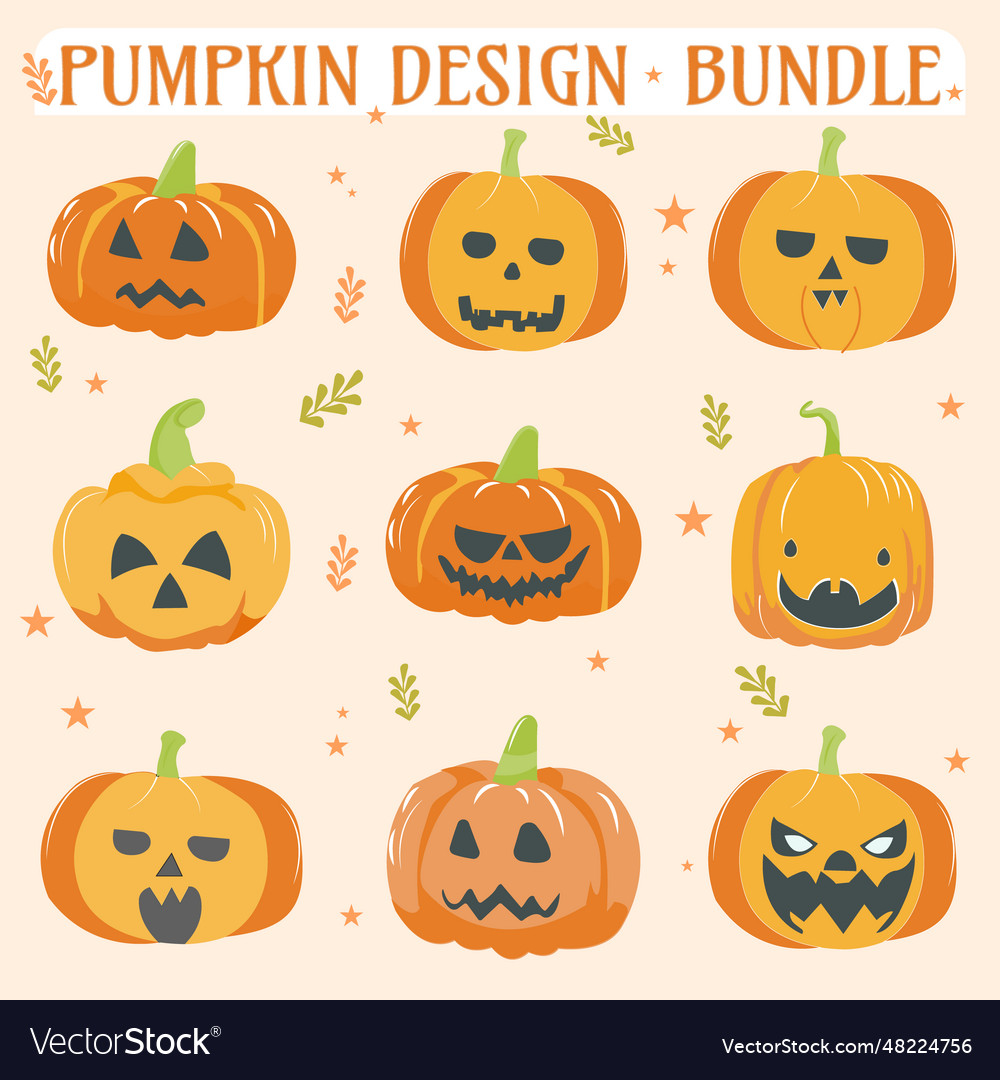 Set of halloween pumpkin bundle art clipart Vector Image