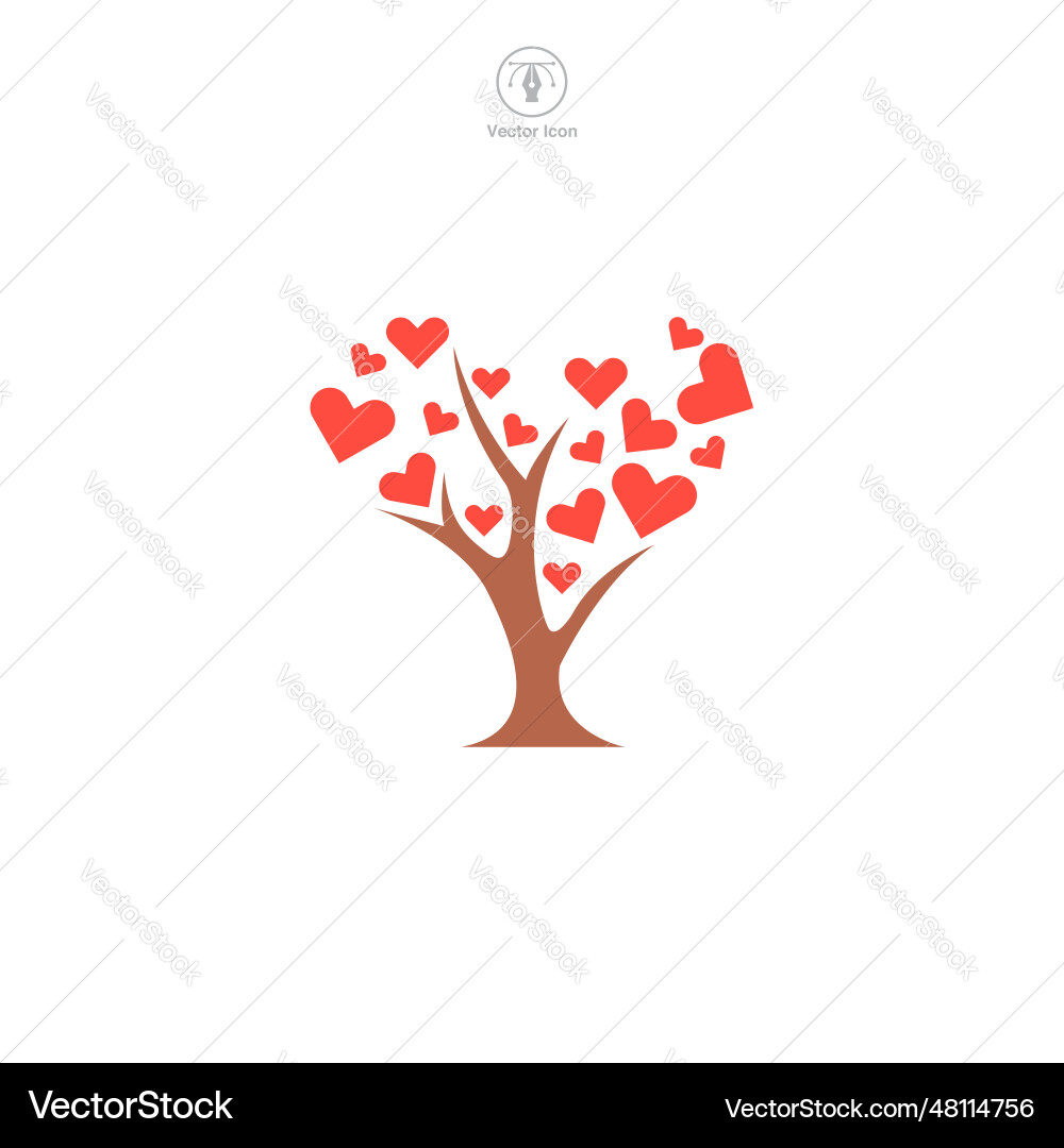 Tree with heart icon symbol isolated on white Vector Image