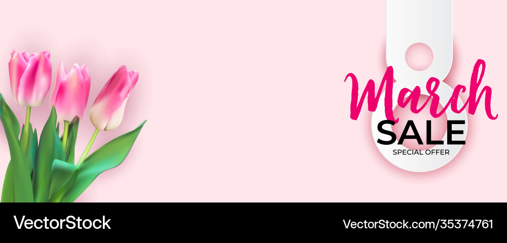 8 march sale banner background design template Vector Image