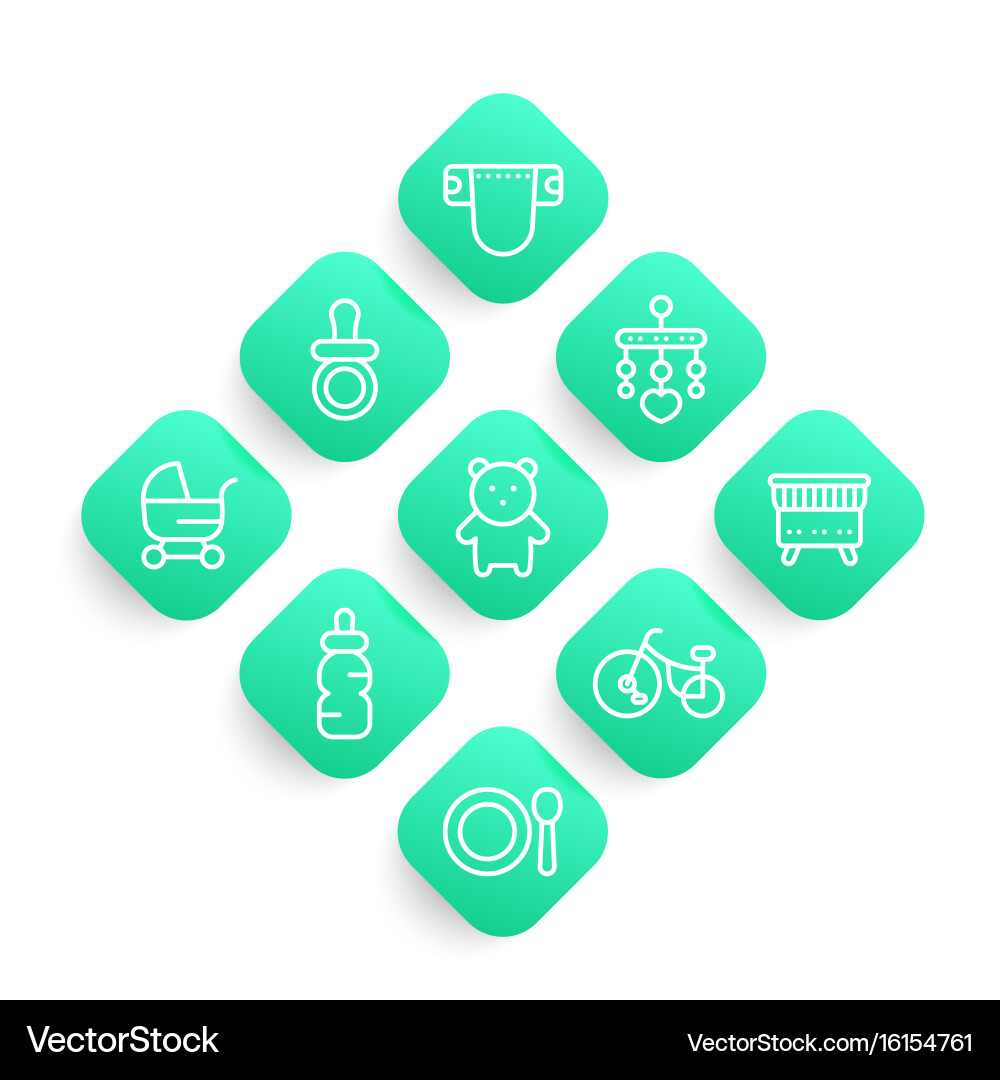 Baby icons in linear style Royalty Free Vector Image