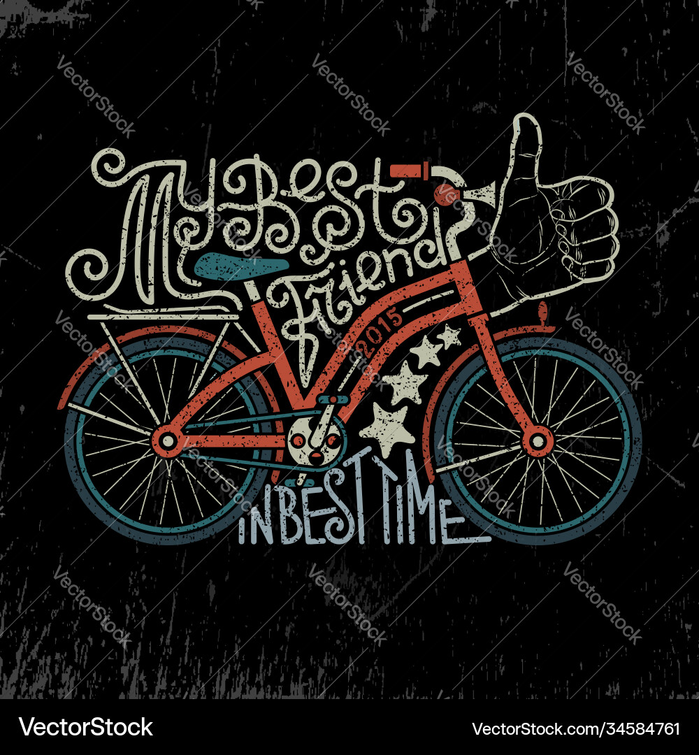 Bicycle vintage lettering hand drawn Royalty Free Vector
