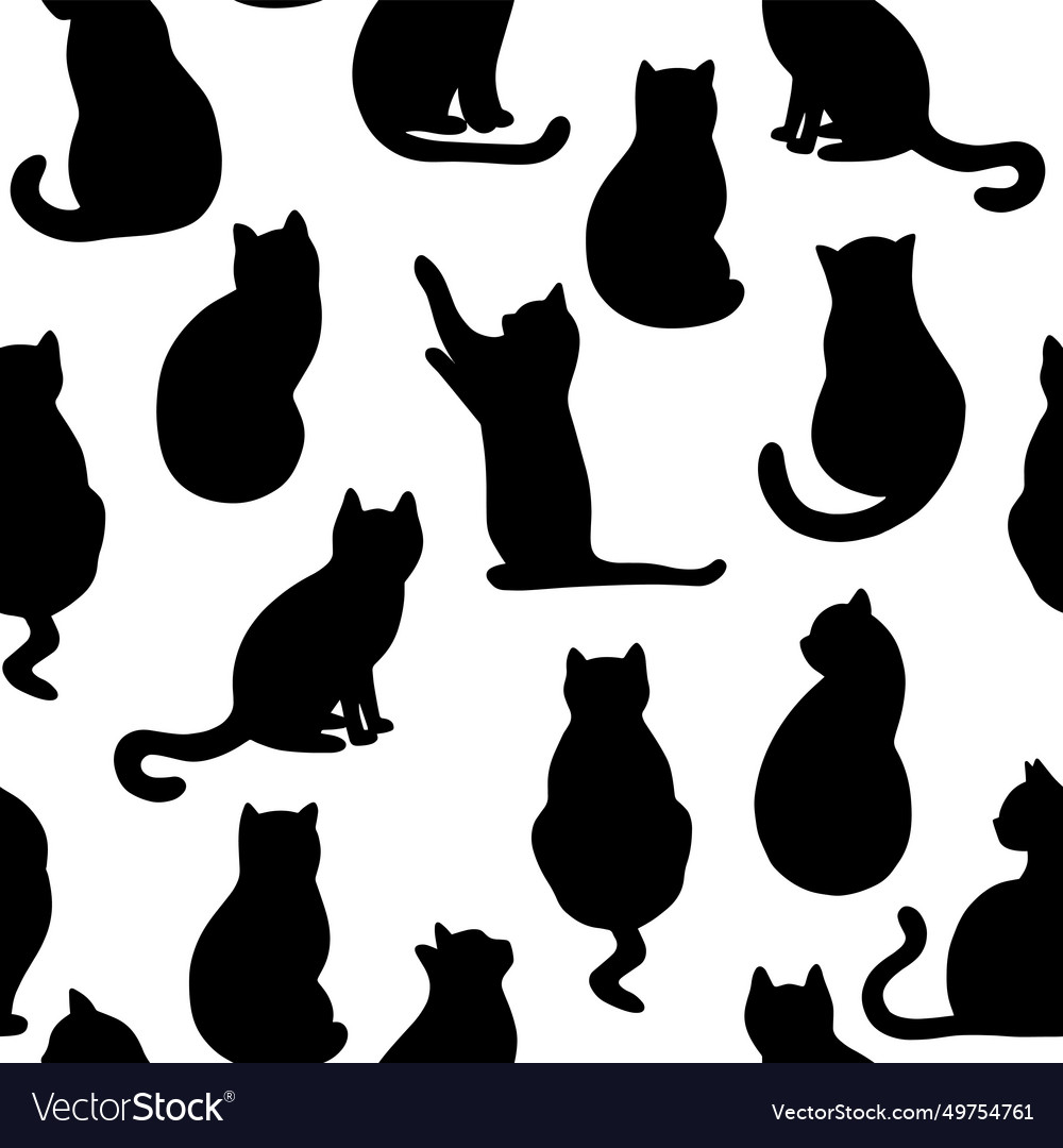 Black cat seamless pattern Royalty Free Vector Image