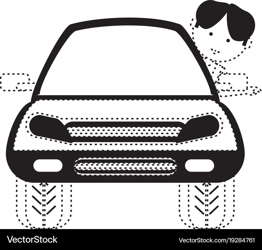 Cartoon man and car icon Royalty Free Vector Image