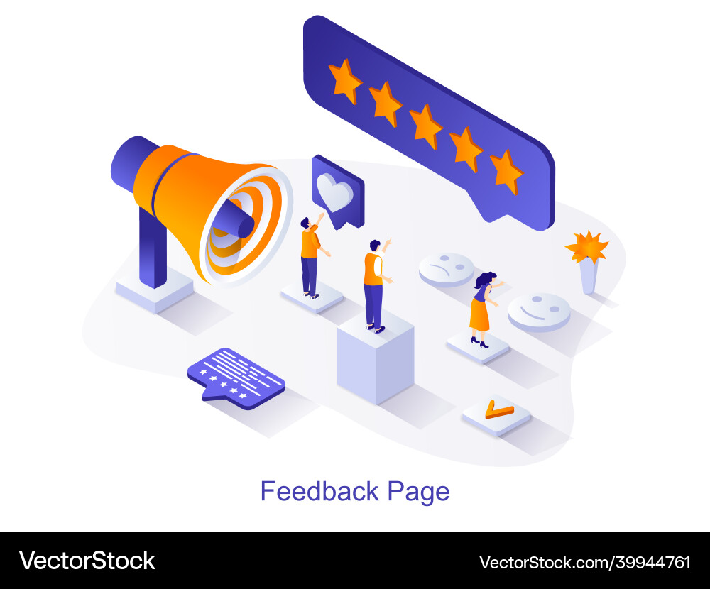 Feedback page isometric web concept Royalty Free Vector