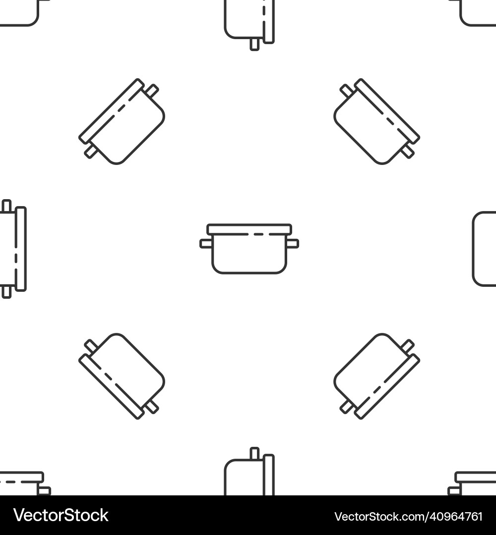 Grey line cooking pot icon isolated seamless Vector Image