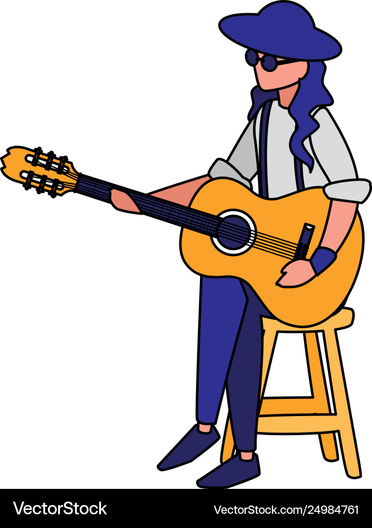 Guitarist playing guitar character Royalty Free Vector Image