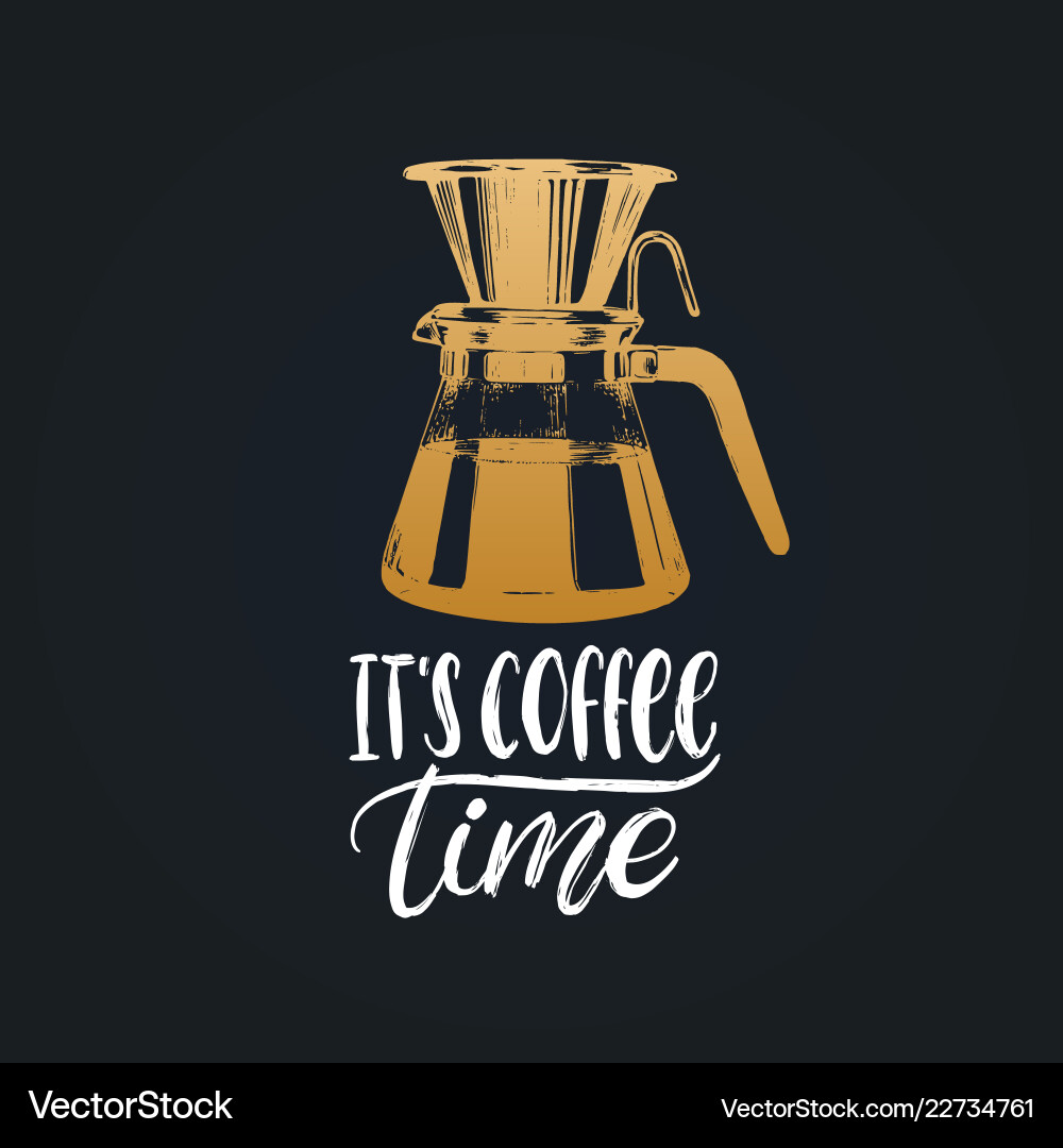 Handwritten phrase of it is coffee time Royalty Free Vector