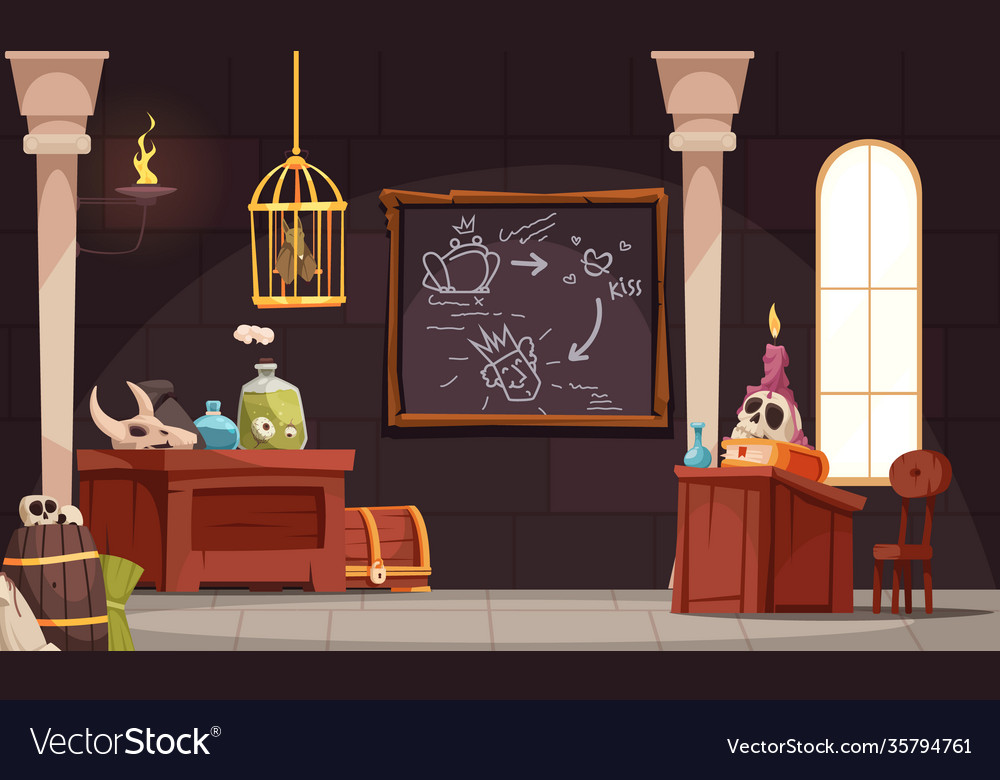 Magic school class composition Royalty Free Vector Image