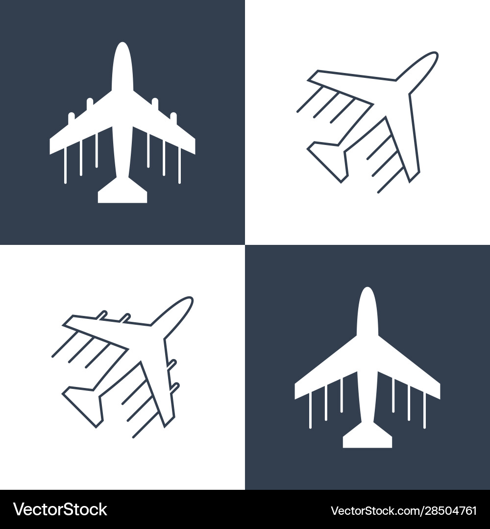 Plane icons set fill and outline flat icon Vector Image